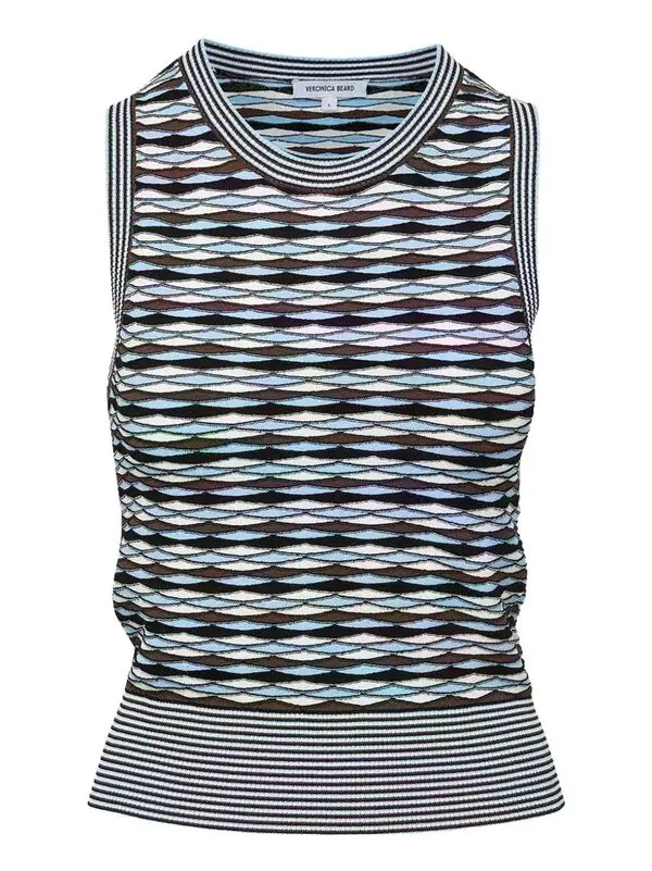 Veronica Beard Jerrel Cropped Knit Top - Blue