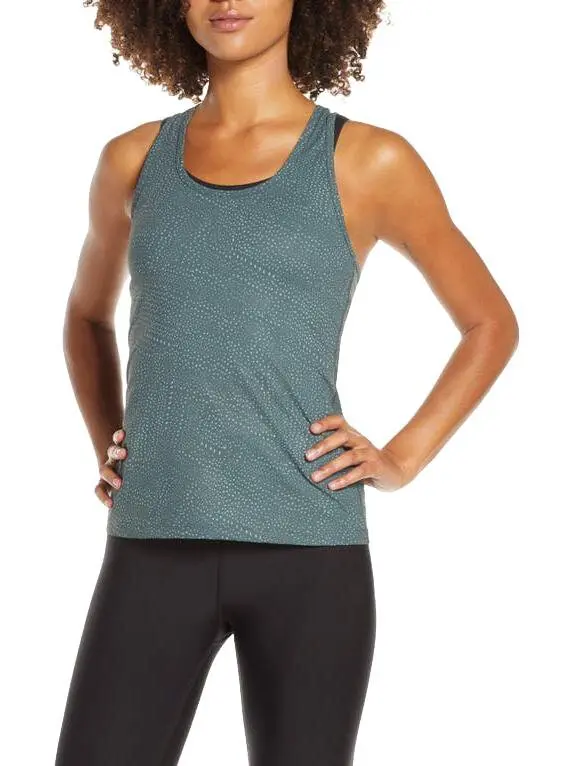 Zella Racerback Tank - Green Paper Natural Dot