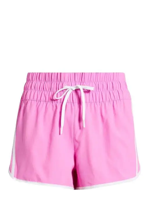 Rip Curl Smocked High Waist Drawstring Shorts - Super Pink