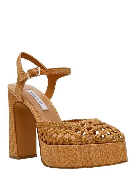 Steve Madden Lexie Ankle Strap Platform Pumps - Cognac