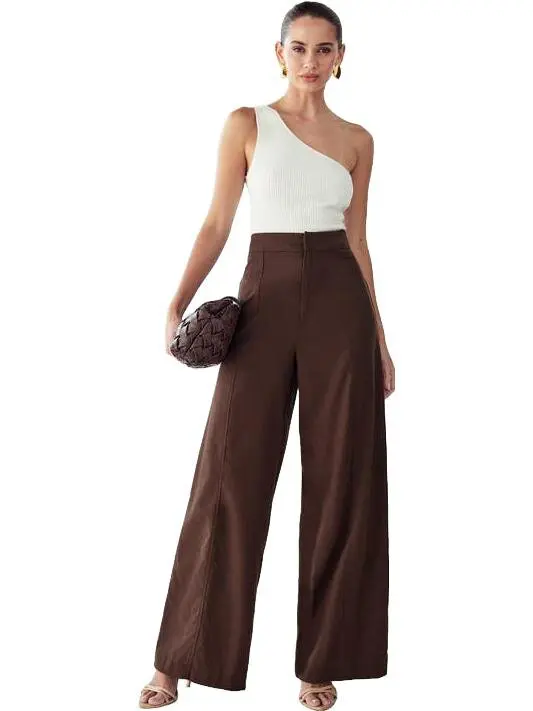 WILLA Dayton Wide-leg Pants - Chocolate