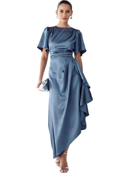 WILLA Narissa A-line Midi Dress - Steel Blue