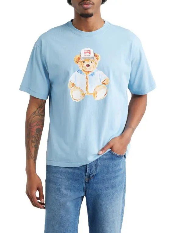 MARKET Watercolor Teddy Bear Graphic T-shirt - Blue