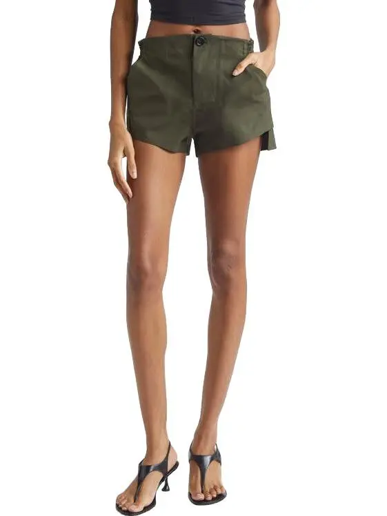 Coperni Technical Tailored Wool Blend Shorts - Green Khaki Green