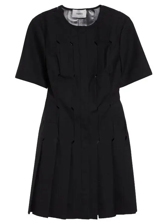 Coperni Technical Tailored Origami Wool Blend Dress - Black