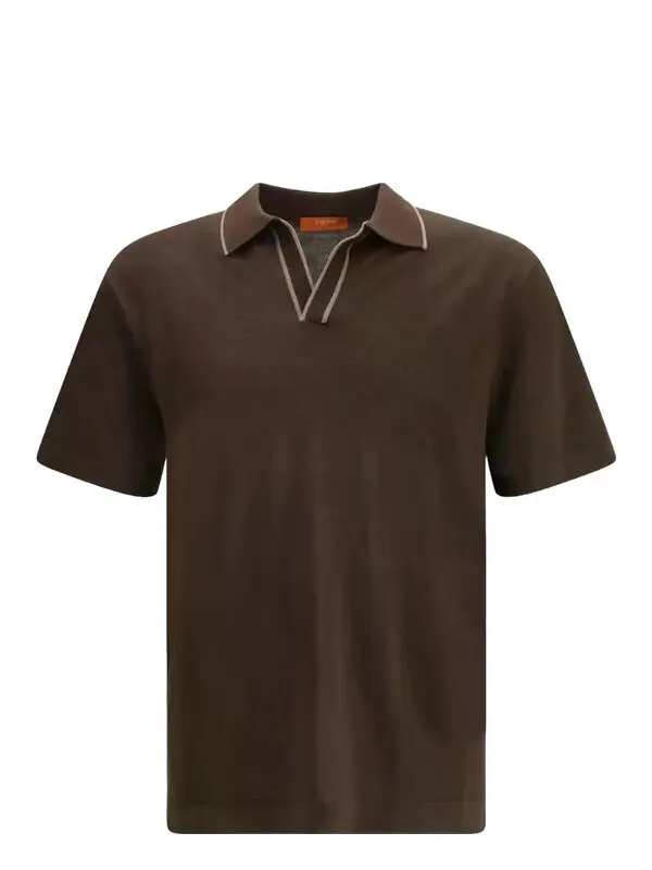 CRUNA Knitted Collar T-shirt - Brown