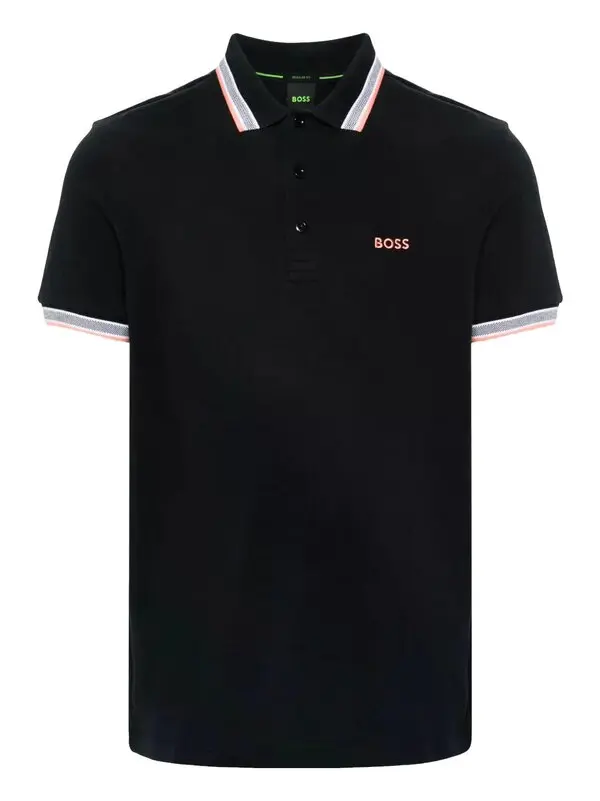 BOSS Striped Paddy Polo Shirt - Black