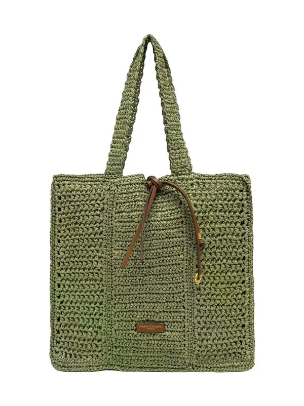 GIANNI CHIARINI Nefeli Woven-straw Shoulder Bag - Green