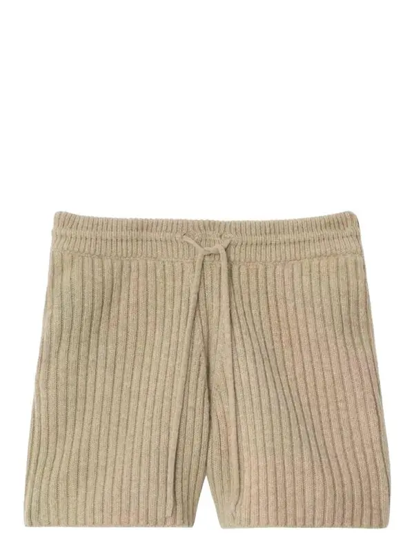 Burberry Wool Cashmere Ribbed Knit Shorts - Neutrals