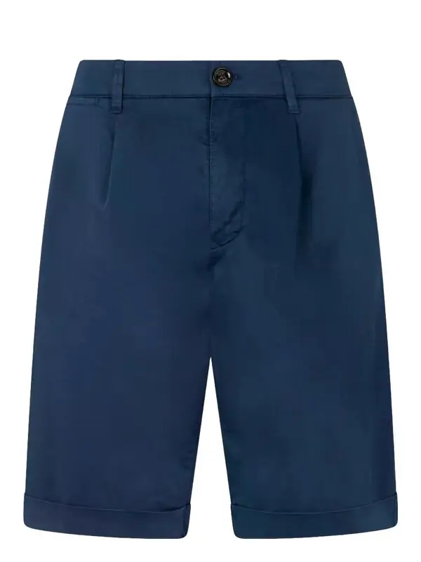 MOORER Pleated Shorts With Cuffed Hem - Blue