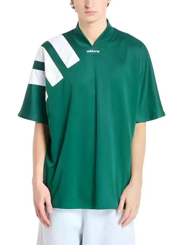 Adidas Originals Adicolor Blocked Shirt With V-neck And Short Sleeves - Green