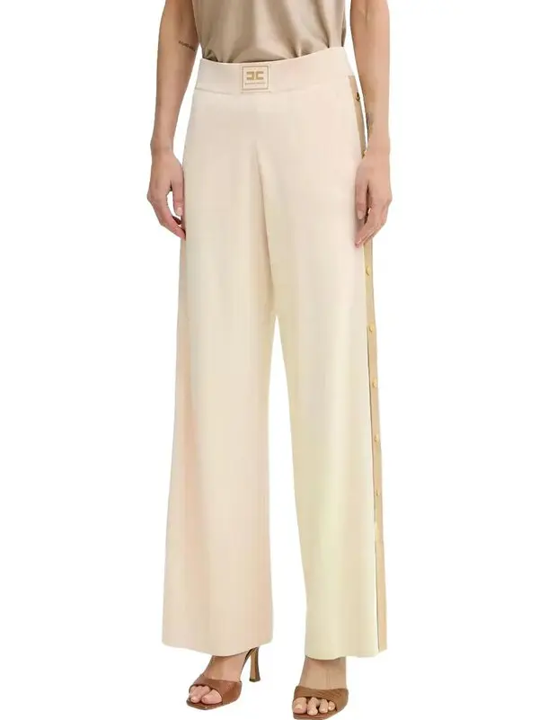 Elisabetta Franchi Side-stripe Wide Leg Trousers - Neutrals
