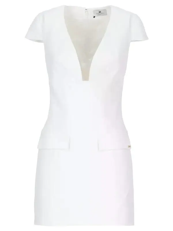 Elisabetta Franchi V-neck Pocket Mini Dress - White