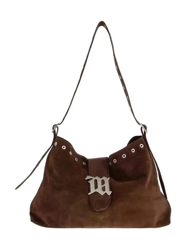 MISBHV Eyelet-trim Shoulder Bag With Logo Plaque - Brown