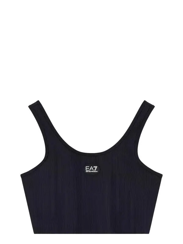EA7 Logo-detail Ribbed Top - Black