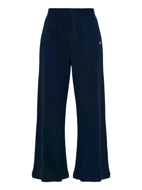 Emporio Armani Ribbed Logo-plaque Track Pants - Blue