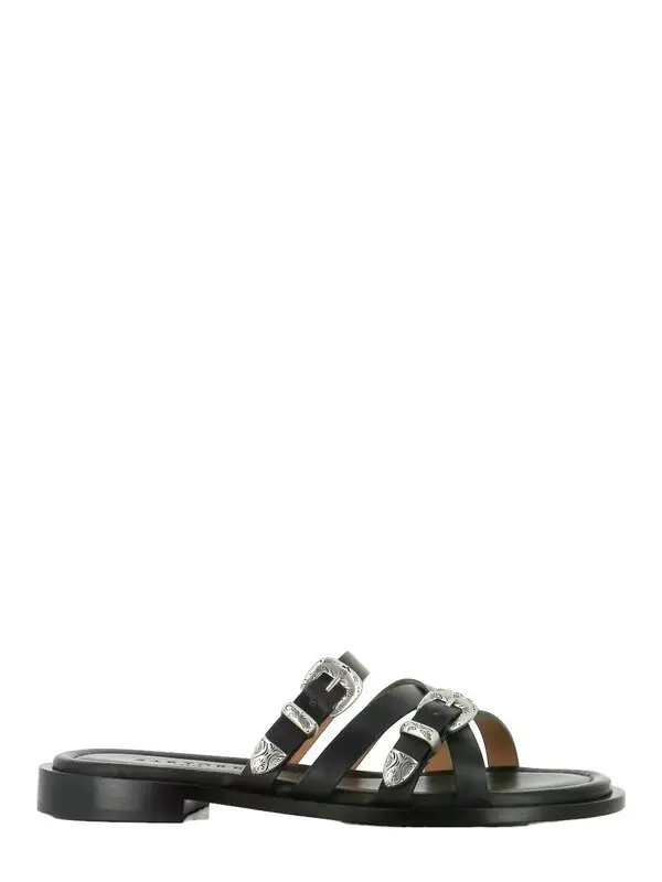 Sartore Buckle-strap Flat Sandals - Black