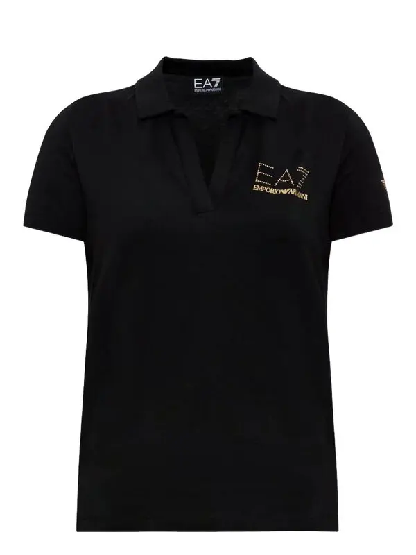 Emporio Armani Logo-detail V-neck Top - Black