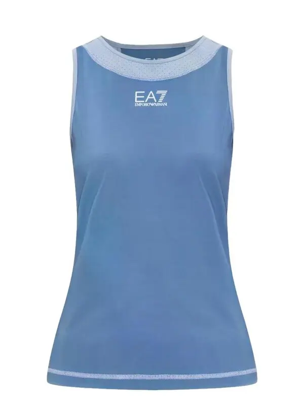 Emporio Armani Perforated-detail Sleeveless Tank Top - Blue