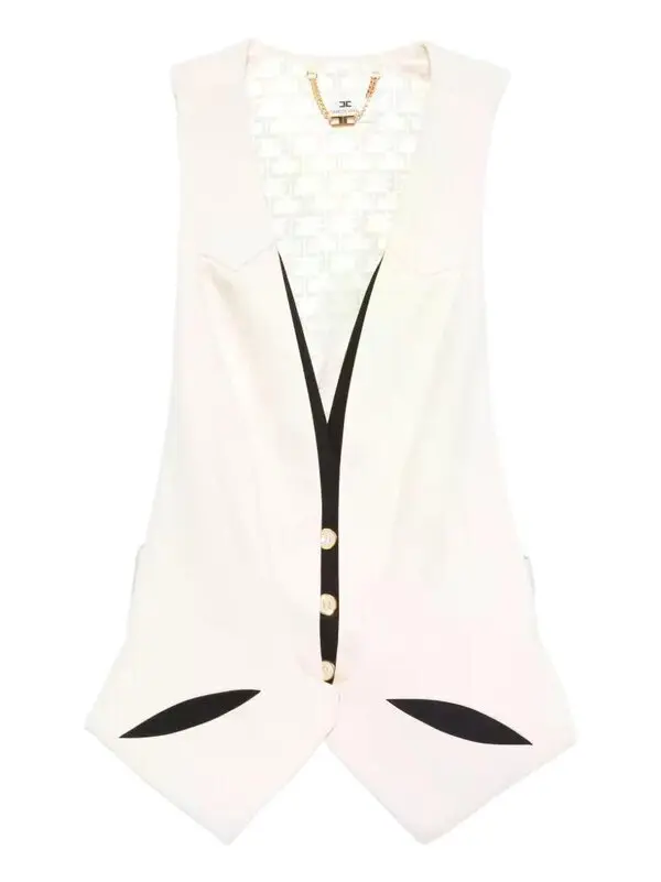 Elisabetta Franchi Button Detailed Sleeveless Waistcoat - Neutrals