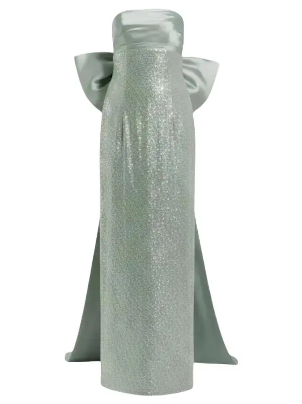 Mac Duggal Strapless Maxi Gown With Bow - Green