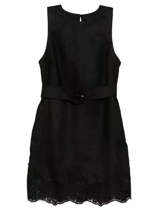 TWINSET Belted Lace Dress - Black