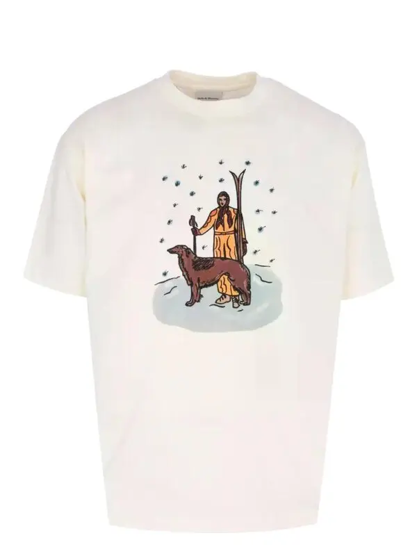 Drole De Monsieur Skier Graphic T-shirt - Neutrals