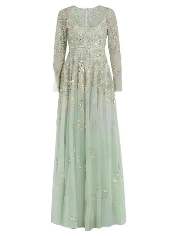 Mac Duggal Pearl-embellished Maxi Dress - Green