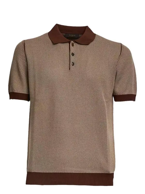 ZANONE Contrast Polo Shirt - Brown