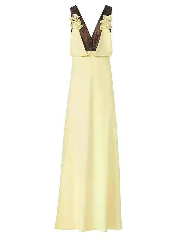 Costarellos Janessa Floral-appliqué Gown - Yellow