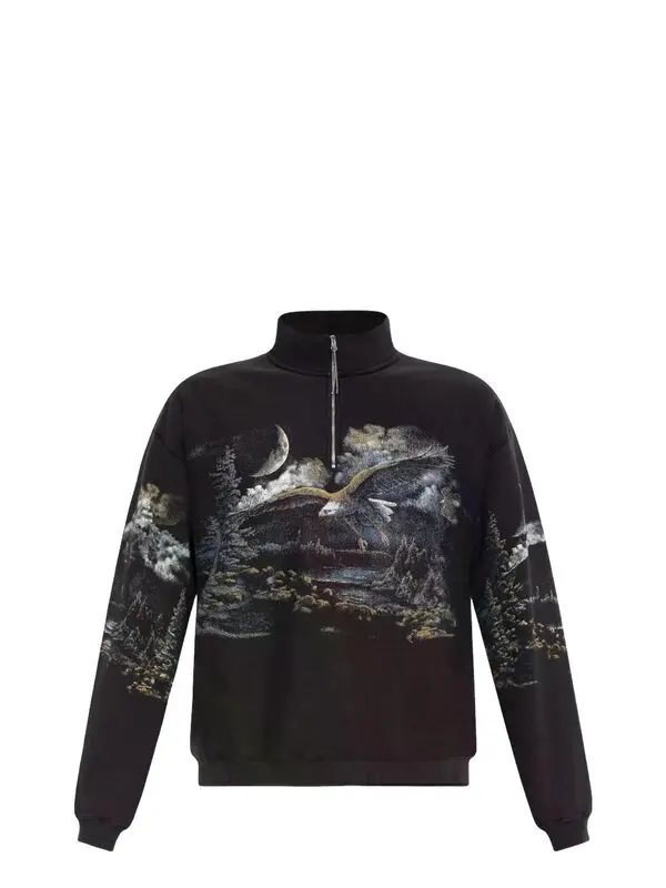 ROA Graphic Zip-neck Sweatshirt - Black