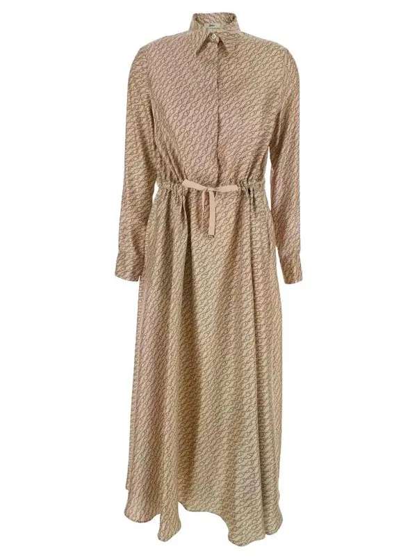 Herno Belted Patterned Midi Shirt Dress - Neutrals