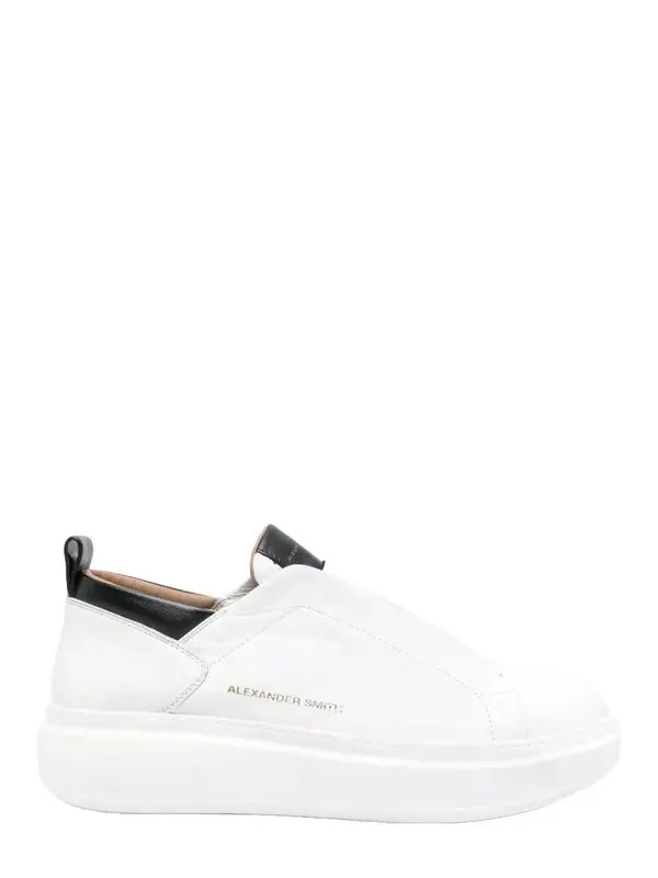 ALEXANDER SMITH Wembley Leather Slip-on Sneakers - White