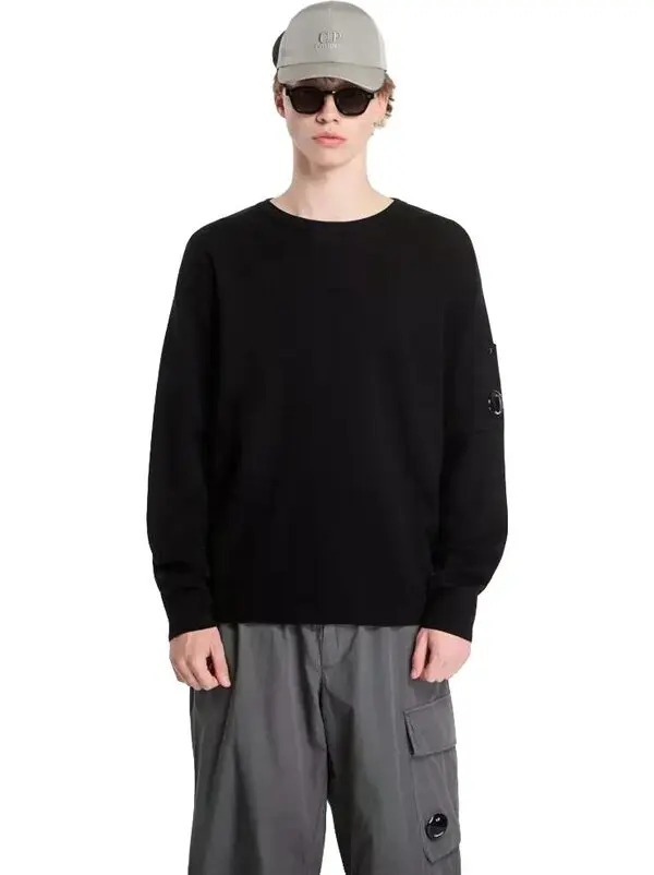 C.P. COMPANY Logo-patch Crew-neck Sweater - Black