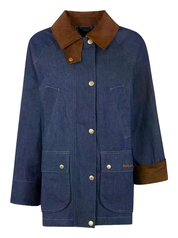 Barbour Corduroy-collar Denim Coat - Blue