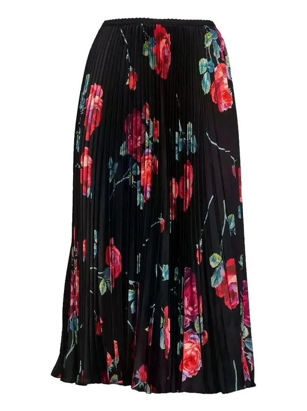 N°21 Pleated Floral Print Skirt - Black