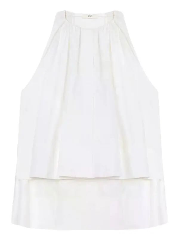 Co Collection Gathered Sleeveless Shirt - White