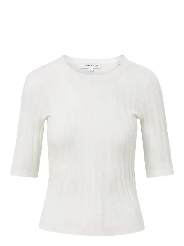 Veronica Beard Debois Ribbed Top - Neutrals