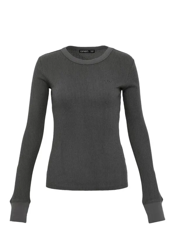 OPEN YY Waffle Knit T-shirt - Black