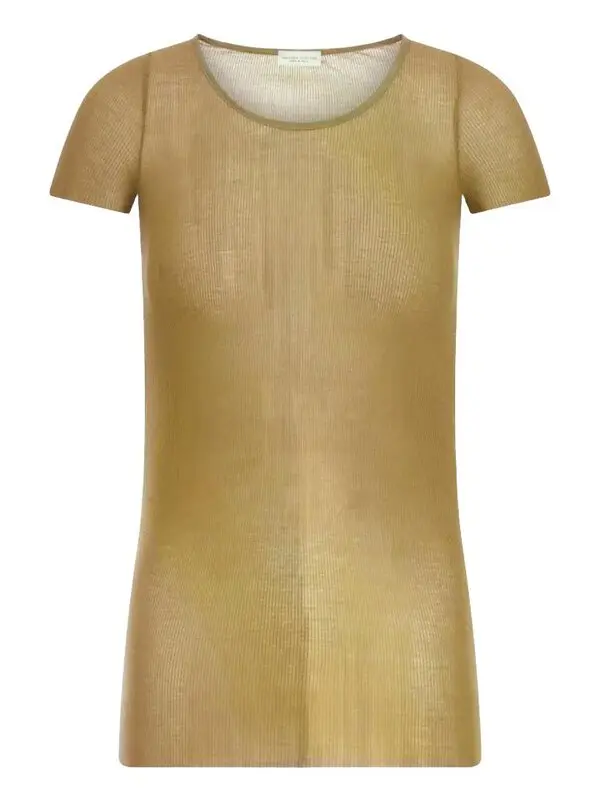 ROBERTO COLLINA Ribbed T-shirt - Neutrals
