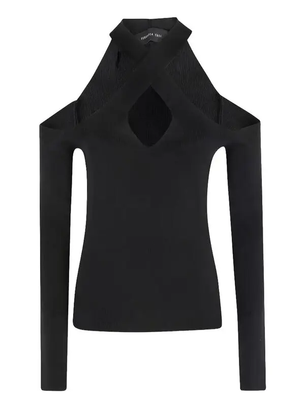 Federica Tosi Cold-shoulder Criss-cross Top - Black