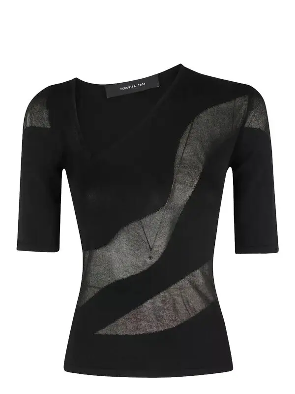 Federica Tosi Asymmetric Knit Top - Black