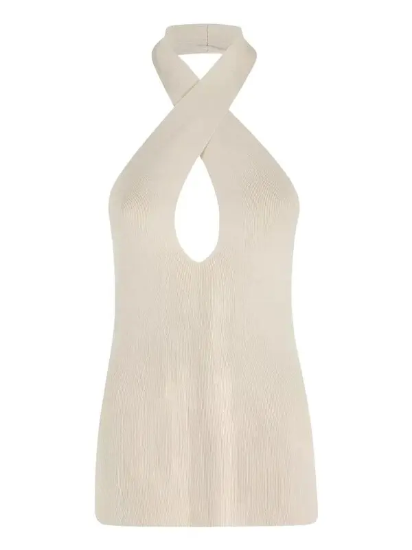 Federica Tosi Cross Halter Top - Neutrals
