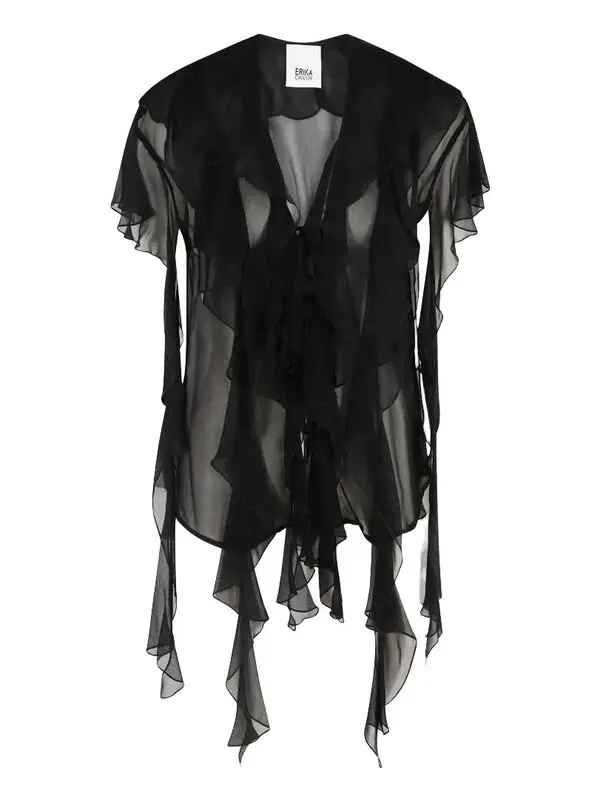 Erika Cavallini Lia Ruffled Tie Blouse - Black