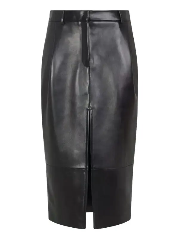 Khaite Split Leather Skirt - Black