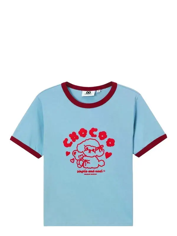 CHOCOOLATE Graphic-detail Cotton T-shirt - Blue