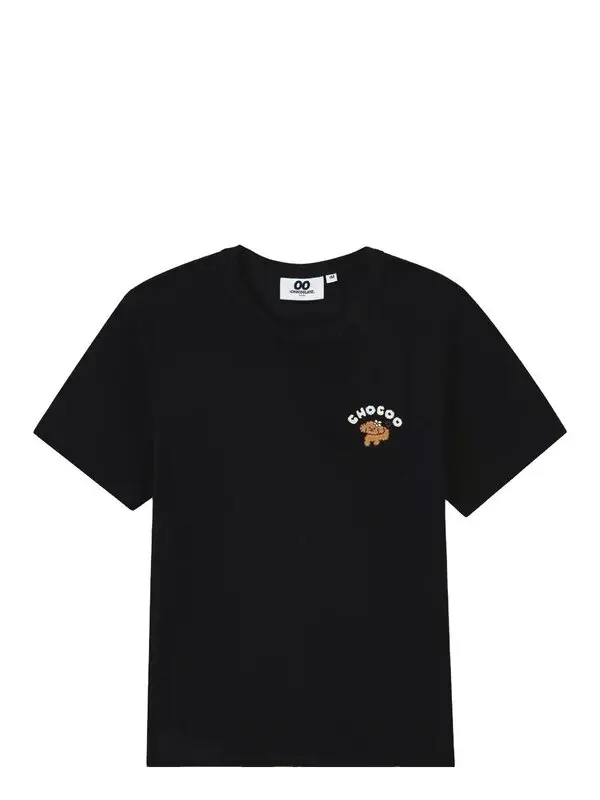 CHOCOOLATE Embroidered Cotton T-shirt - Black