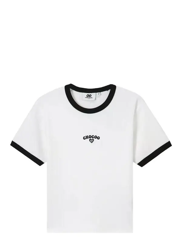 CHOCOOLATE Embroidered Detail Cotton T-shirt - White