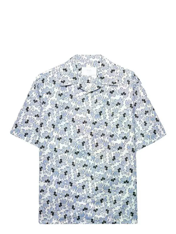 Prada Printed Cotton Blend Bowling Shirt - White