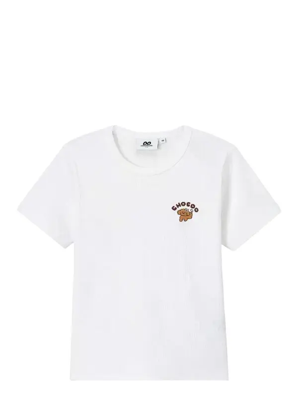 CHOCOOLATE Embroidered Detail Cotton T-shirt - White